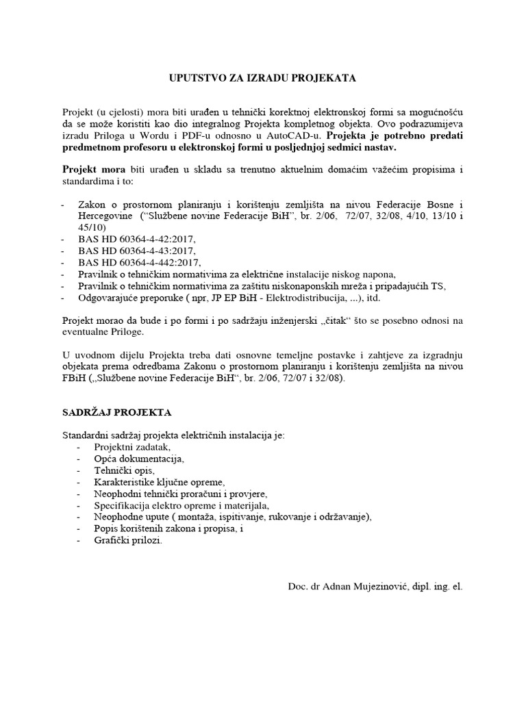 Uputstvo Za Izradu Projekta | PDF