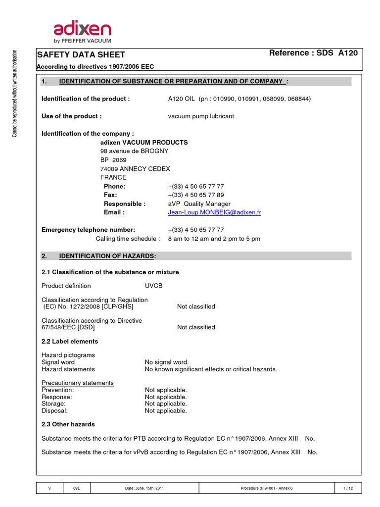 MSDS A120 | PDF | Physical Sciences | Materials