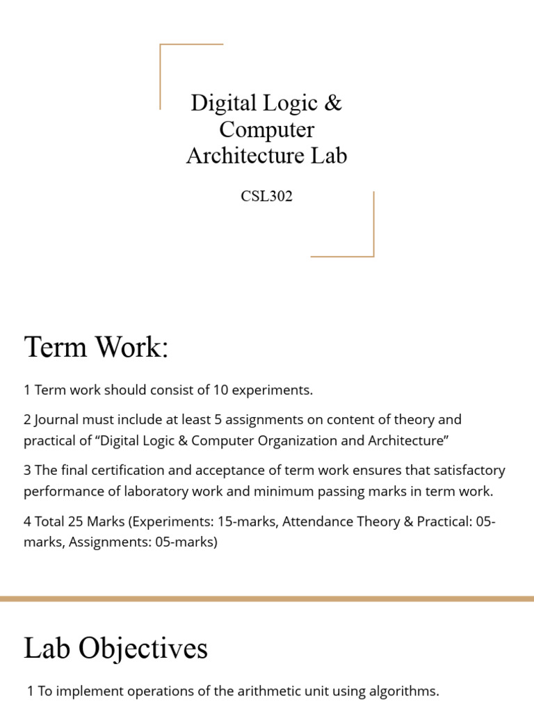 Digital Logic And Computer Architecture Lab File Submission Pdf Central Processing Unit