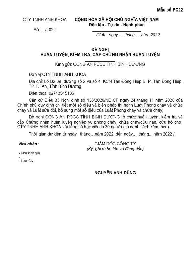 Mẫu Số PC22. HL Cấp Giấy | PDF