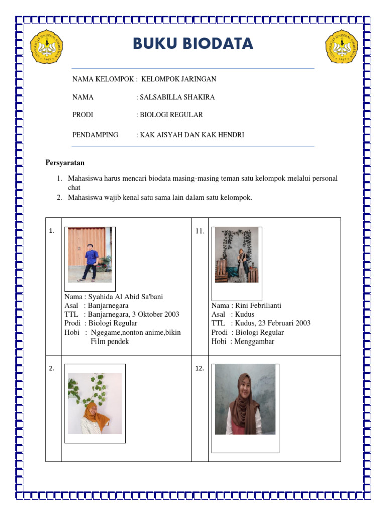 Buku Biodata PKKMB | PDF | Ilmu Sosial | Sains & Matematika