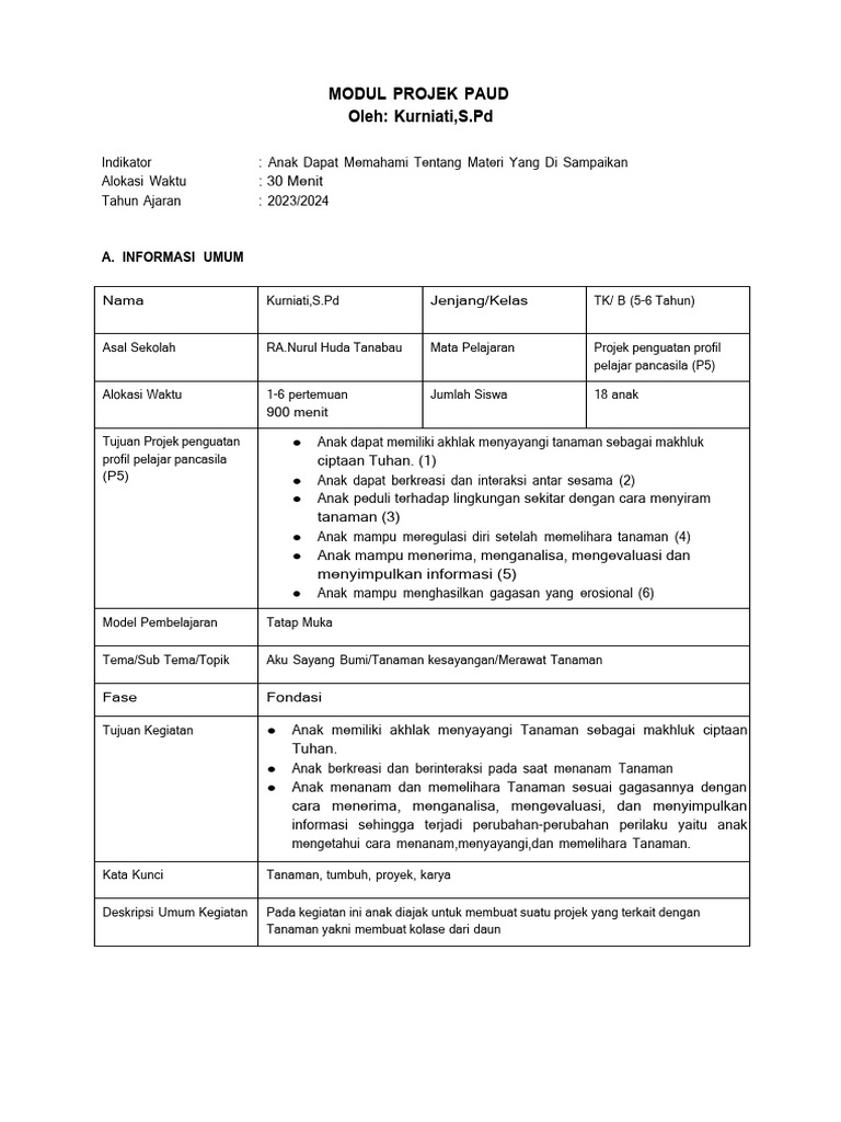 Projek p5 Menanam Bunga Kelas B | PDF