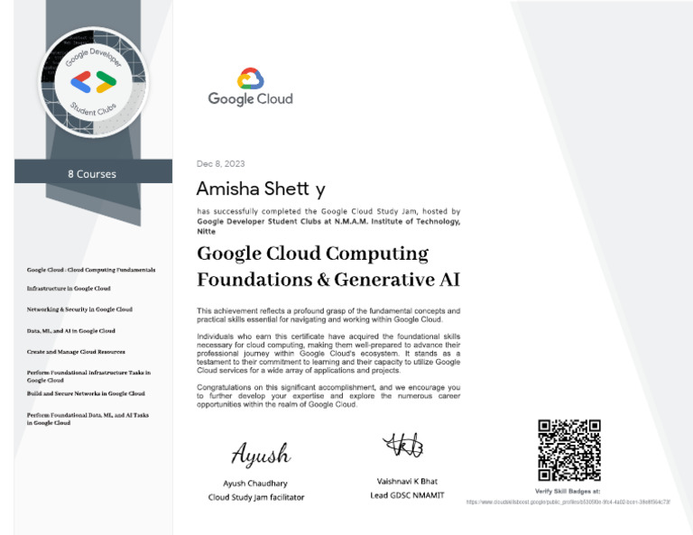 Amisha Shetty - Certificate | PDF | Cloud Computing | Artificial ...