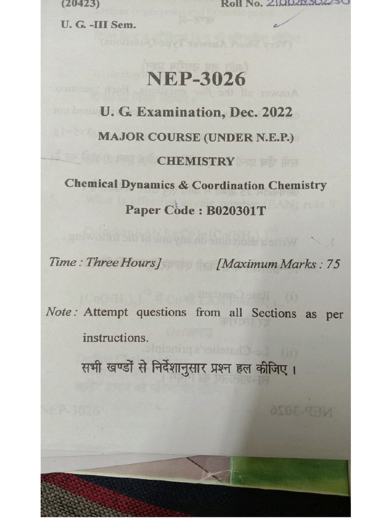 3rd Sem Chemistry (NEP) | PDF