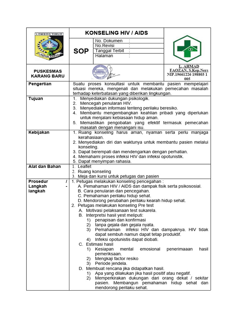 Sop Hiv Dan Sop Pal | PDF