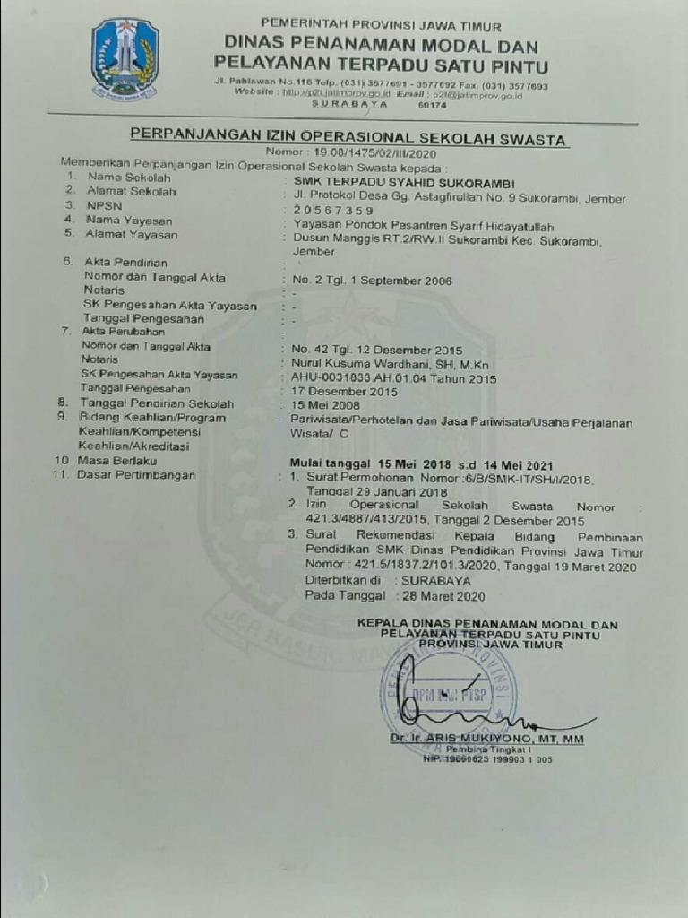 Ijin Operasional | PDF