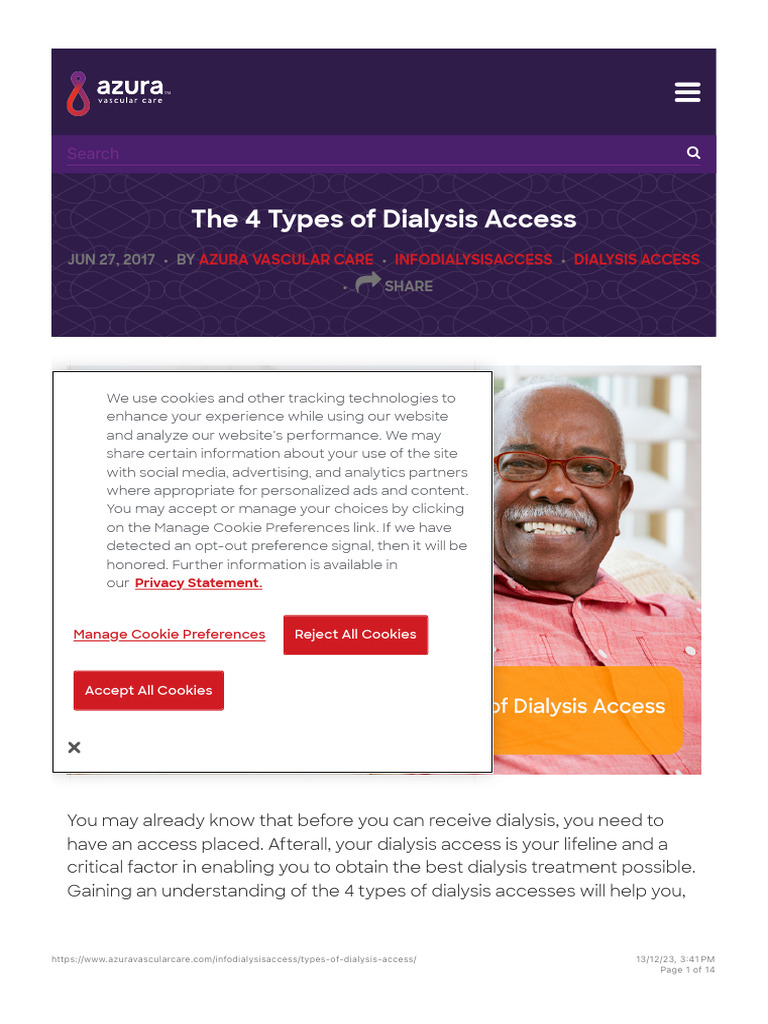 The 4 Types of Dialysis Access | Azura Vascular Care | PDF | Hemodialysis | Vein