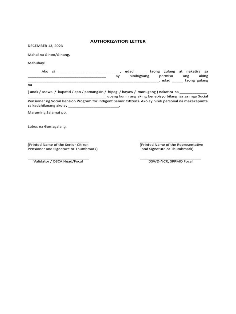 Authorization Letter | PDF