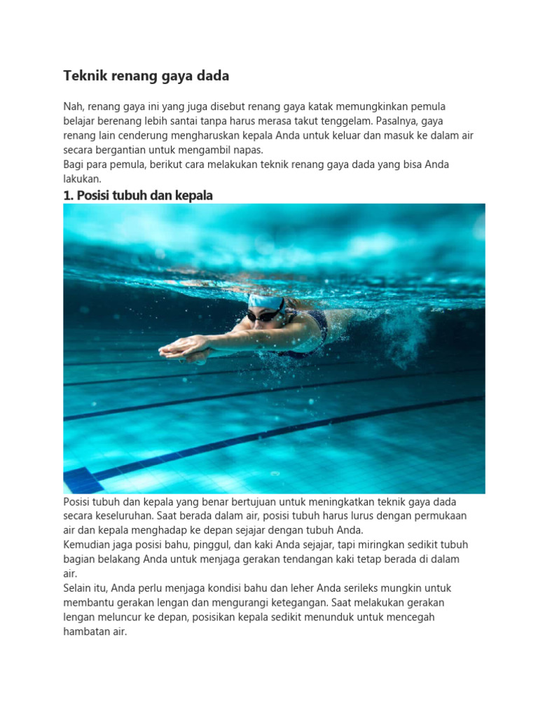 Teknik Renang Gaya Dada | PDF