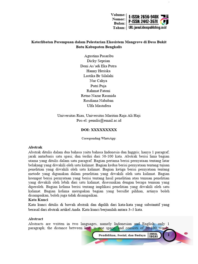 Keterlibatan Perempuan Dalam Pelestarian Ekosistem Mangrove (Kel 3) | PDF