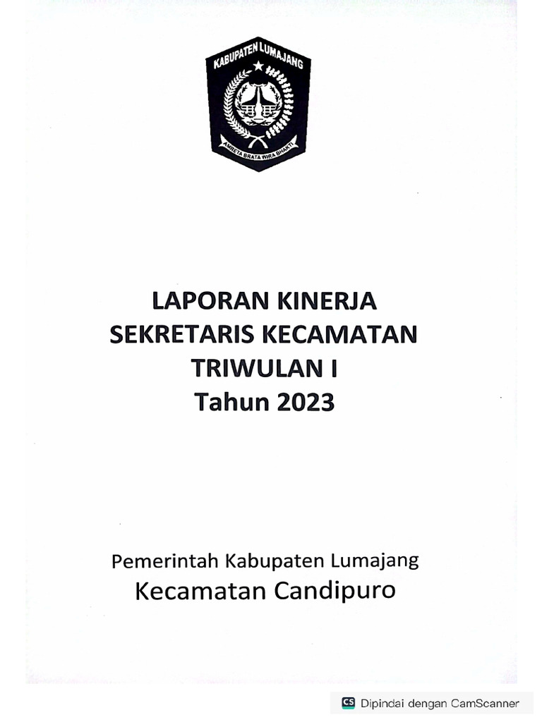 2 Laporan Kinerja Sekretaris Kecamatan Triwulan I 2023pdf | PDF