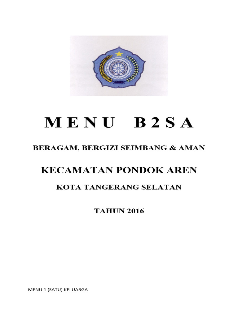 Contoh Menu B2SA Kec. Pondok Aren Tahun 2016 | PDF