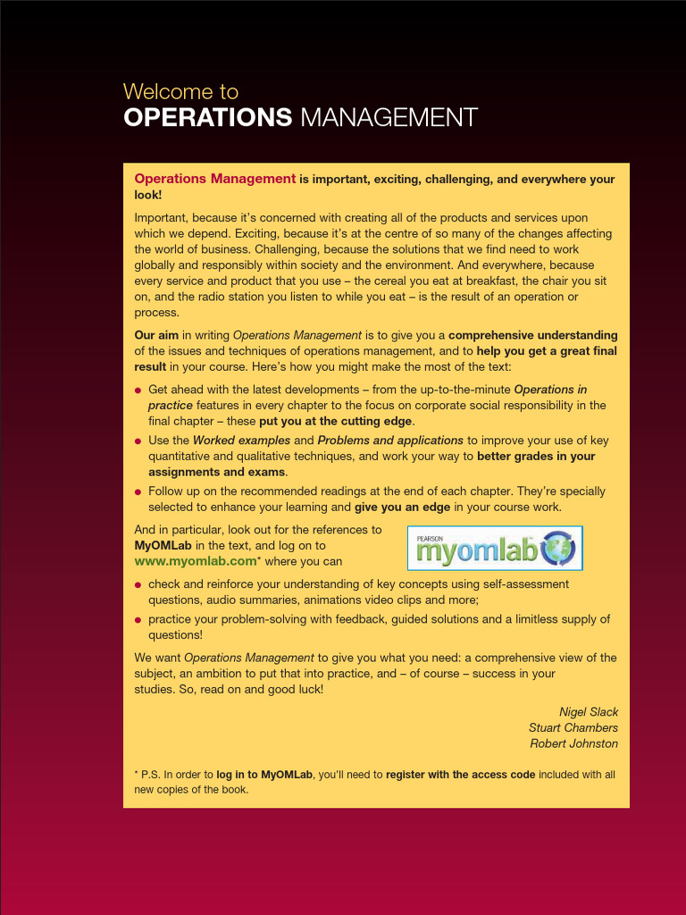 OPERATIONS MANAGEMENT Main | PDF | Stakeholder (Corporate) | Operations ...