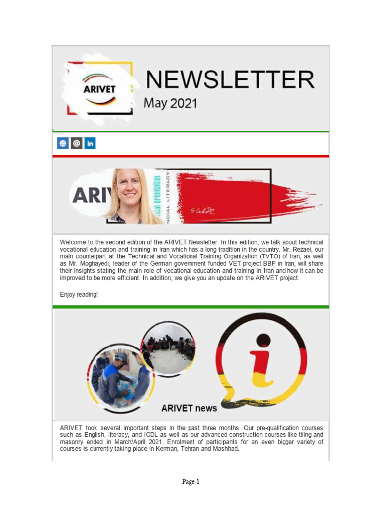 ARIVET Newsletter May 2021 1620847118 | PDF | Vocational Education