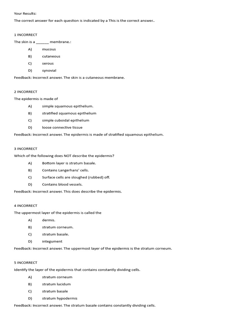 The Integumentary Answer Key | PDF | Integumentary System | Epidermis