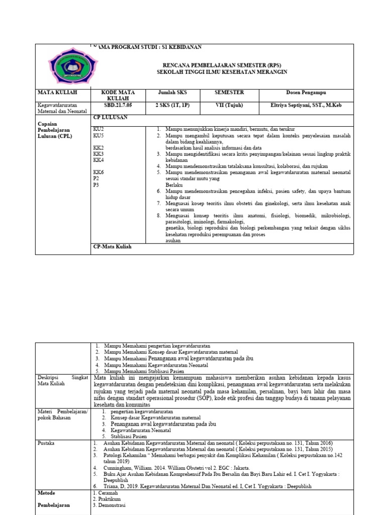RPS KGD Maternal Neonatal | PDF