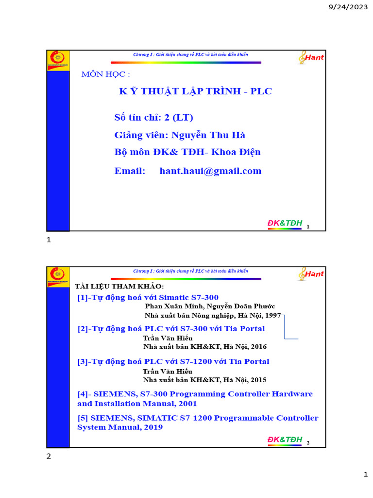 Chuong 1 - Gioi Thieu Chung Ve PLC Va Bai Toan Dieu Khien | PDF