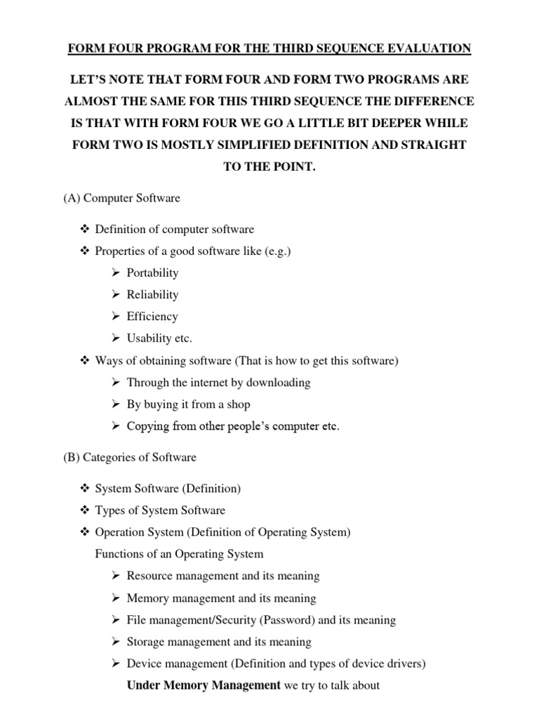FORM FOUR 3rd Evaluation Program | PDF FORM FOUR 3rd Evaluation Program | PDF