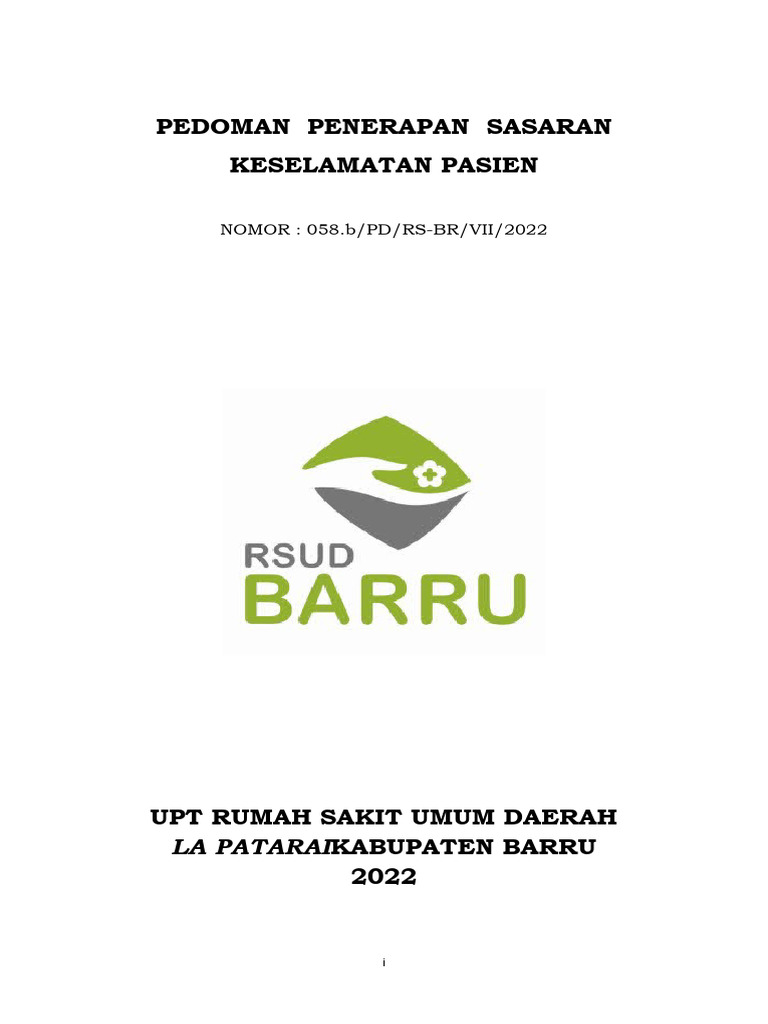 SKP 1 EP 1 Pedoman Sasaran Keselamatan Pasien | PDF