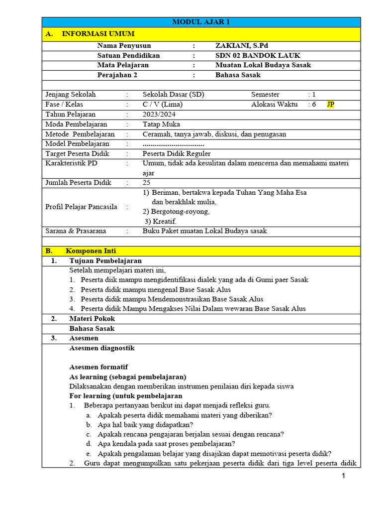 Modul Ajar 2 | PDF | Seni & Disiplin Bahasa | Sains & Matematika
