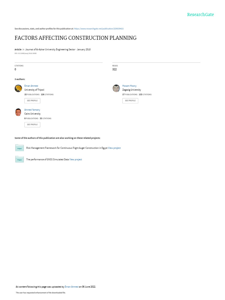 Factors Affecting Construction Planning | PDF | Science
