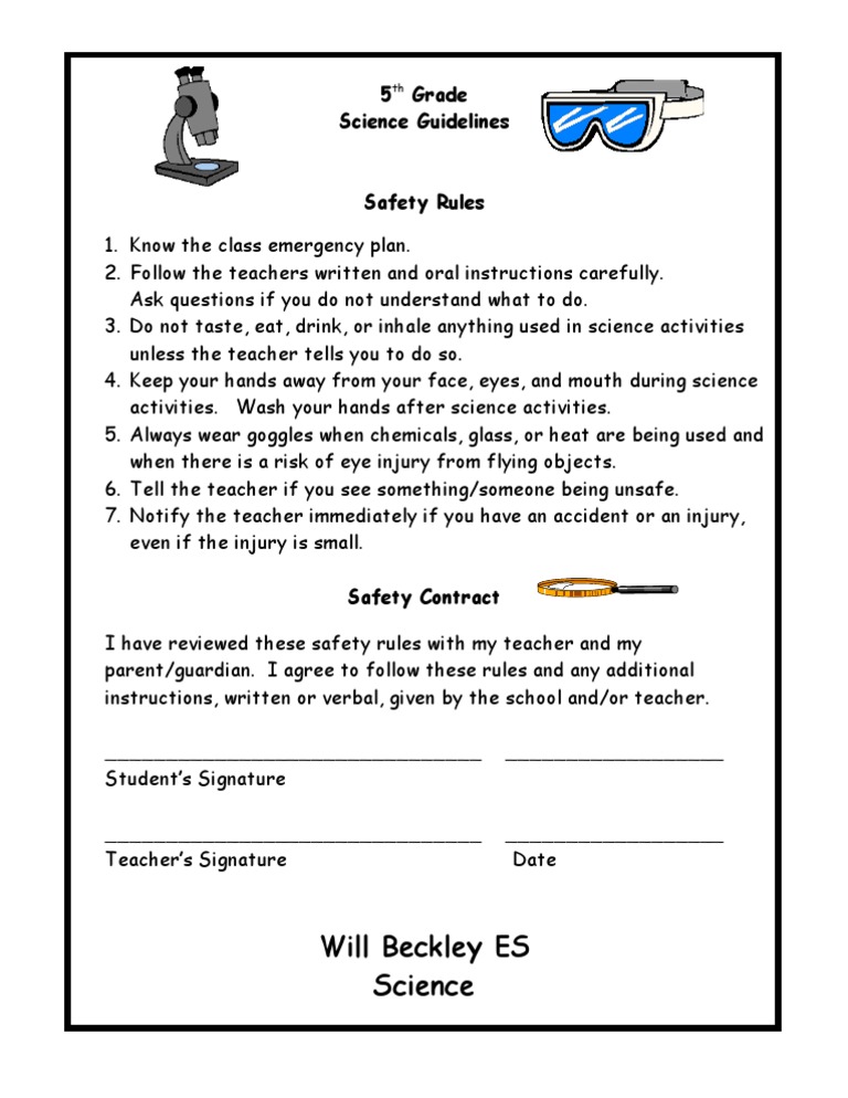5th Grade Science Safety Guidelines | PDF