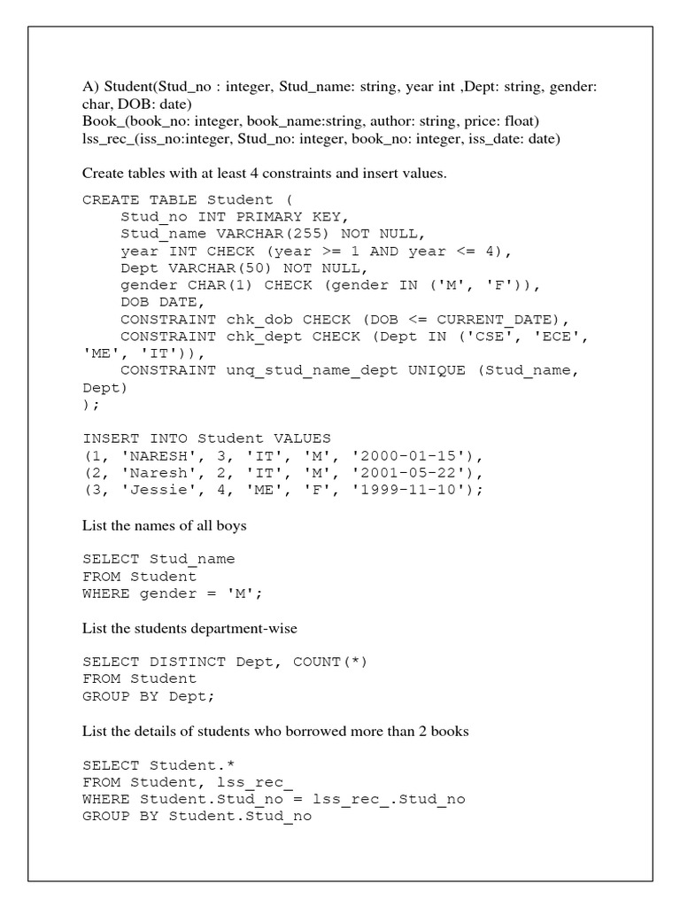 Database Practical | PDF | Sales | Computer Programming
