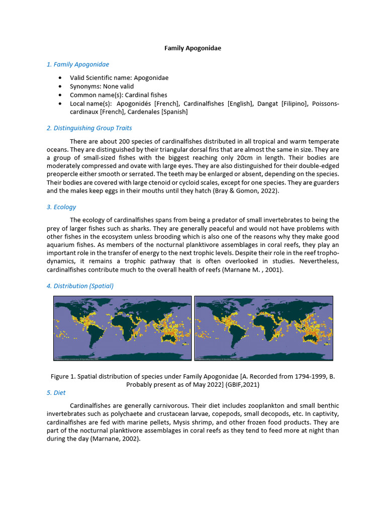 Family Apogonidae | PDF | Egg | Spawn (Biology)