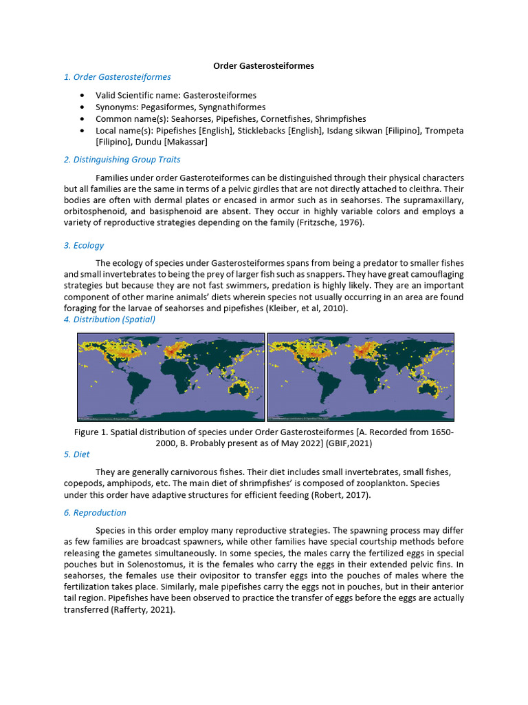 Marine Biology: Gasterosteiformes | PDF | Spawn (Biology) | Predation
