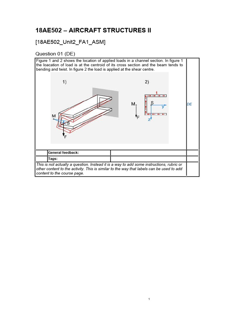 18ae502 - Aircraft Structures Ii: (18AE502 - Unit2 - FA1 - ASM) | PDF | Beam (Structure) | Bending