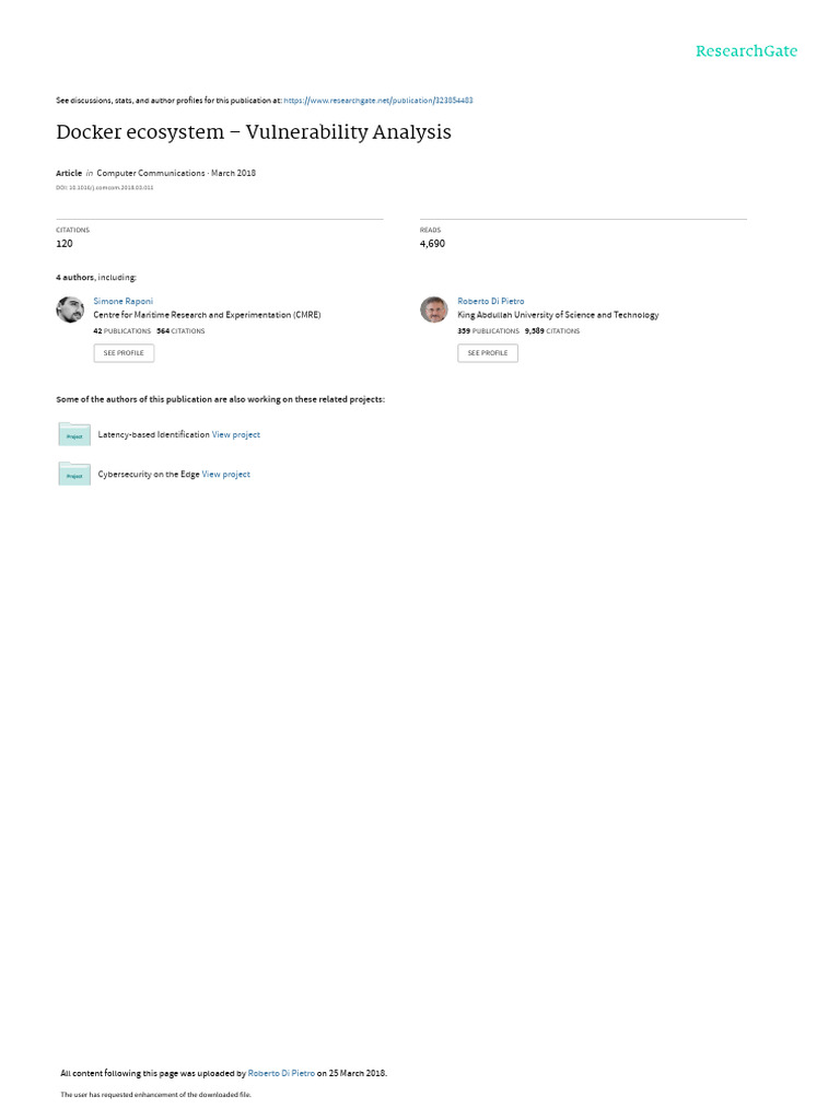 Docker Ecosystem Vulnerability Analysis | PDF | Virtual Machine | Cloud Computing