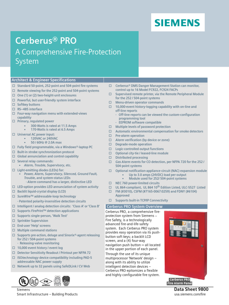 A6V10349675 - Cerberus PRO Comprehensive Fire Protection System - en | PDF | Optical Fiber ...