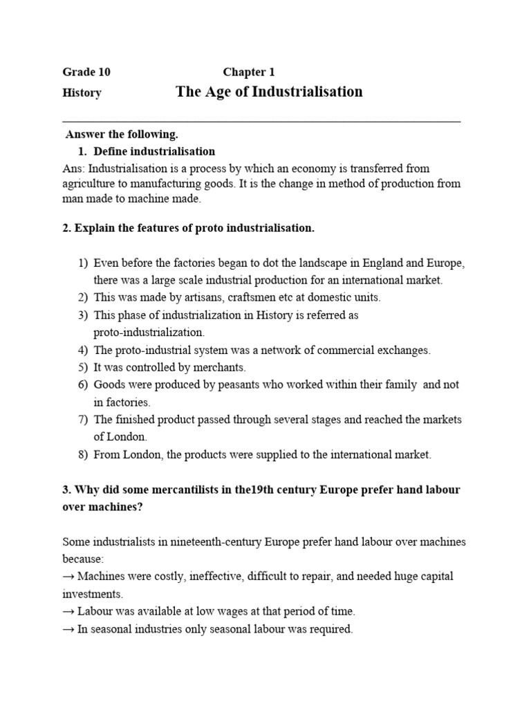 Notes Age of Industrialization | PDF | Cotton | Market (Economics)