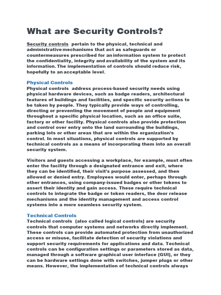 What Are Security Controls (Physical, Technical, Administrative) | PDF | Computer Security ...