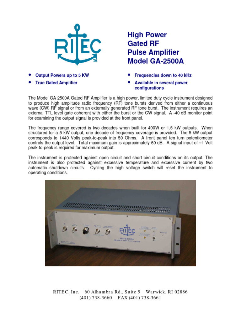Ga 2500 Specs | PDF | Amplifier | Amplitude