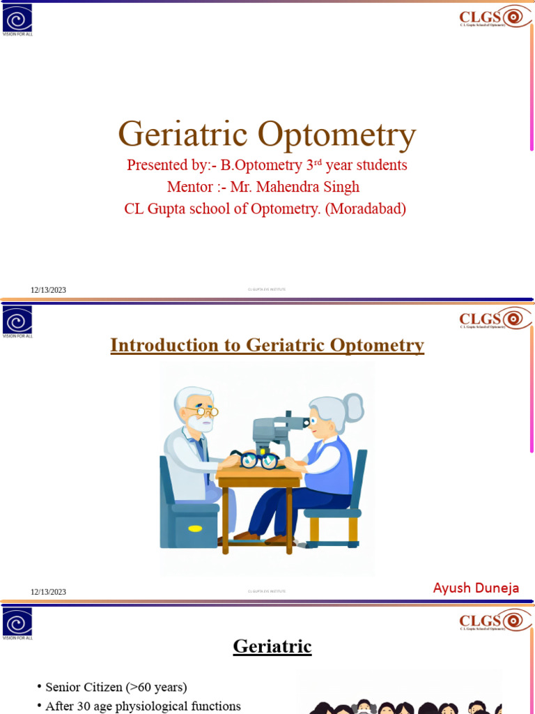 Geriatric Optometry | PDF | Glaucoma | Cornea