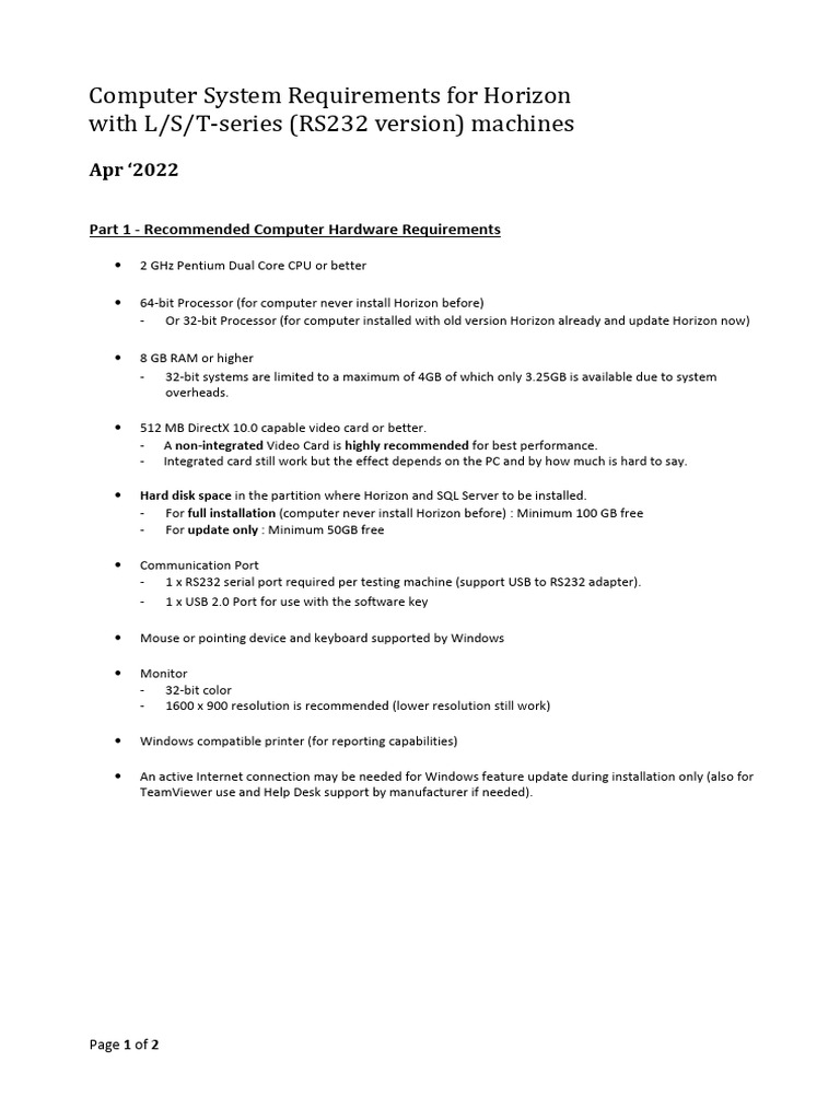 Computer System Requirements L-S-T-series 2022-04 | PDF | Microsoft ...