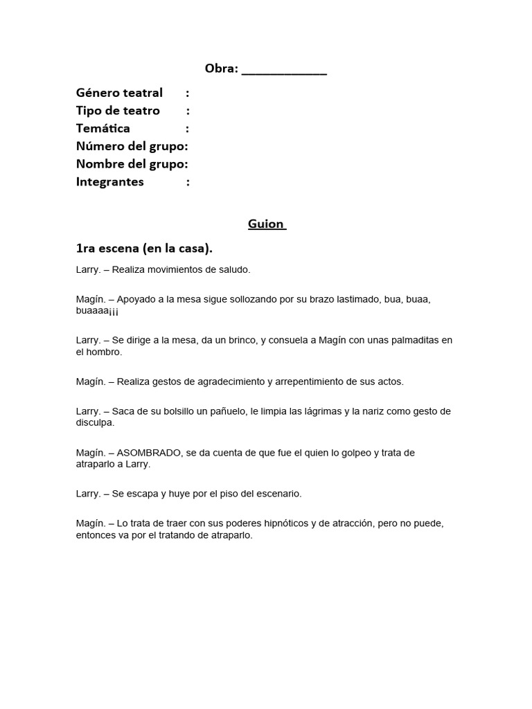 Ejemplos de Guion-Para Pantomima | PDF