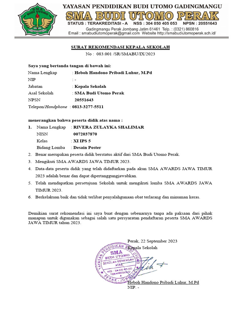 surat rekom DESAIN POSTER | PDF