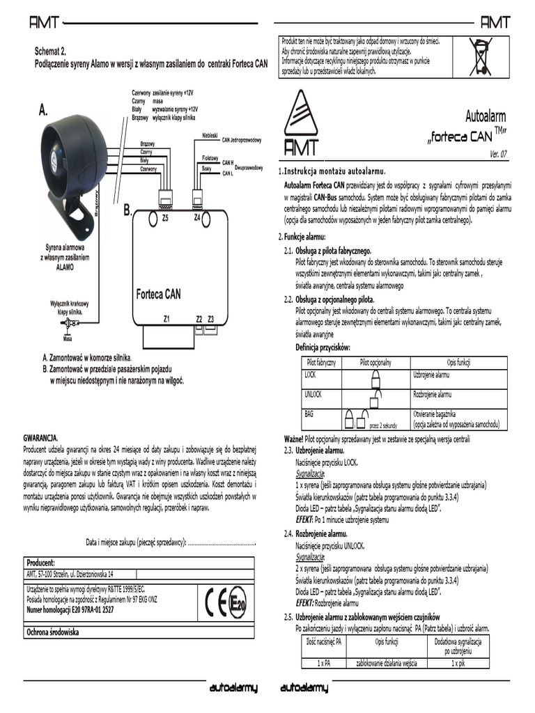 FORTECA CAN Ver. 07 - Instrukcja I Schemat | PDF