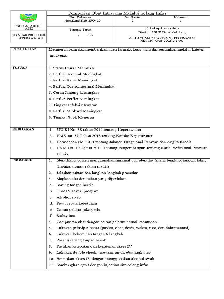 15.PEMBERIAN OBAT INTRAVENA MELALUI SELANG INFUS | PDF
