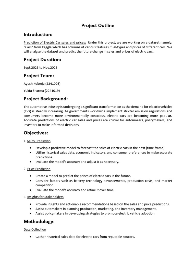 Project Outline | PDF | Prediction | Electric Vehicle