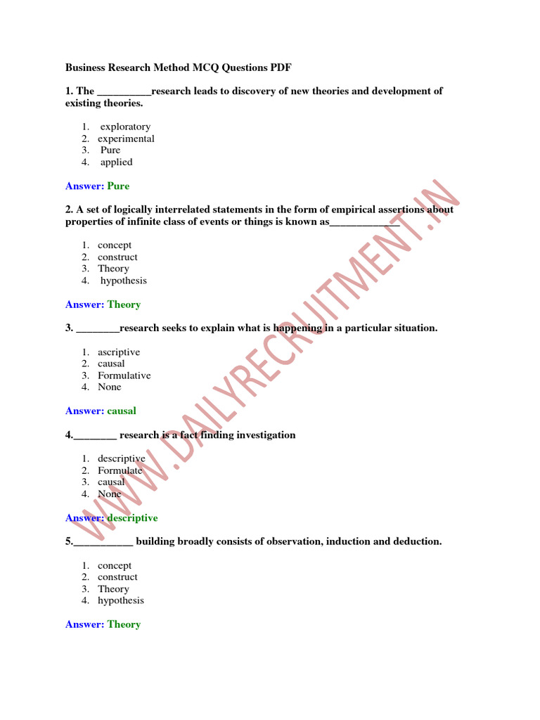 Business Research Method MCQ Questions PDF | PDF | Inductive Reasoning ... Business Research Method MCQ Questions PDF | PDF | Inductive Reasoning ...