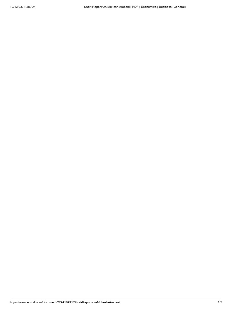 Short Report On Mukesh Ambani - PDF - Economies - Business (General ...