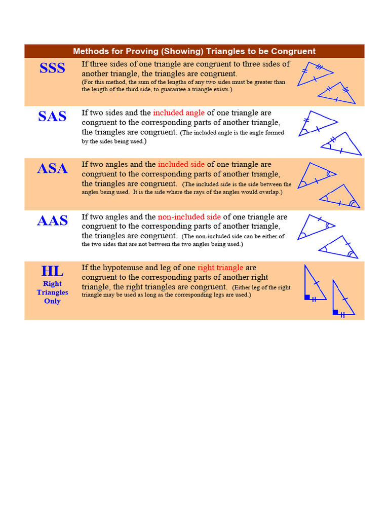 Methods For Proving Congruent Triangles | PDF