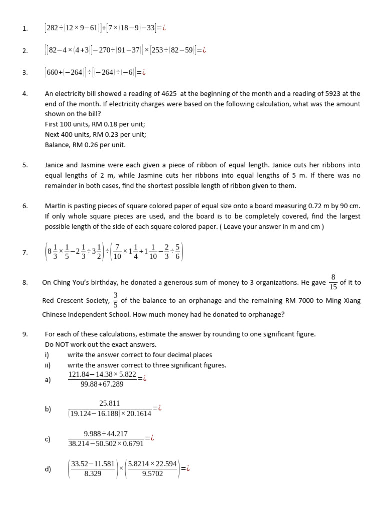 2015 Revision Paper | PDF | Significant Figures | Mathematical Concepts