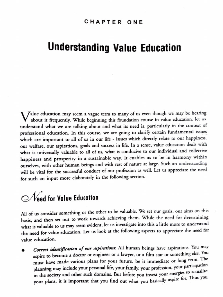 Unit 1 (Chapter - 1) Understanding Value Education | PDF | Happiness