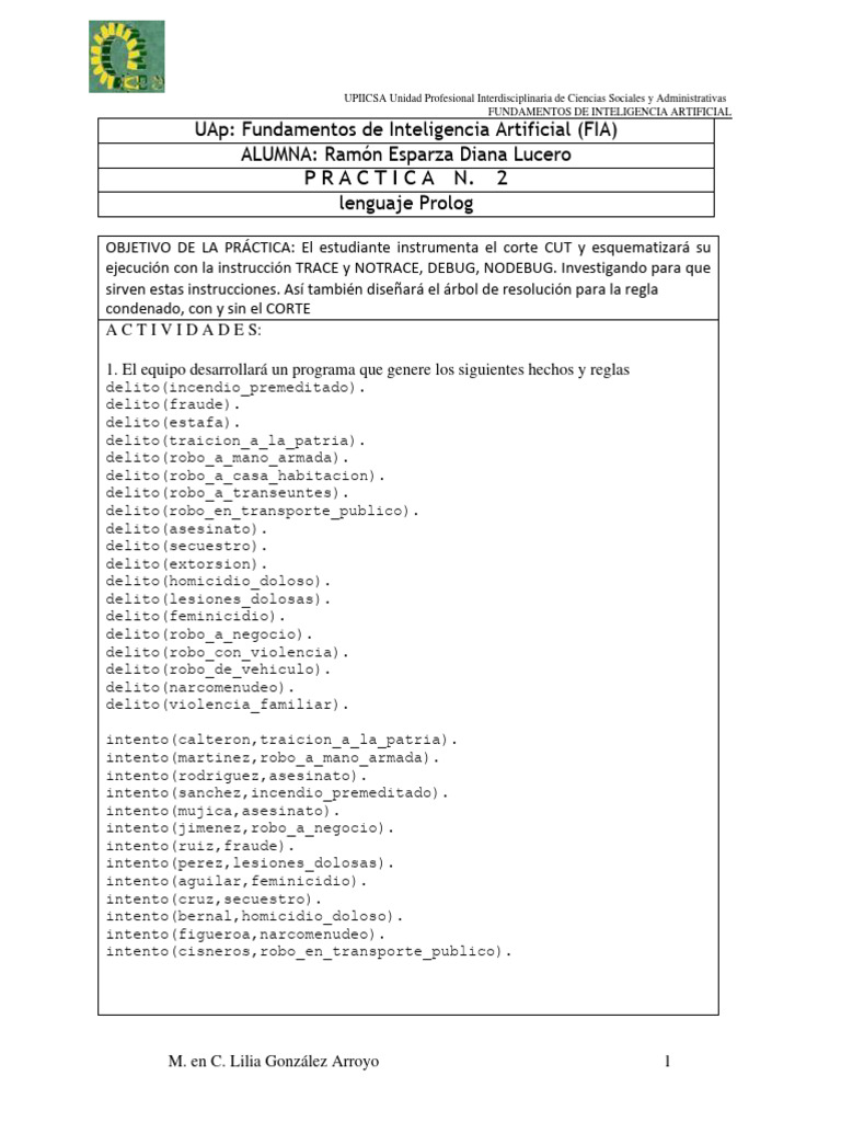 Prolog: Uso de CUT y TRACE en IA | PDF | Ciencias sociales | Ciencia y ...