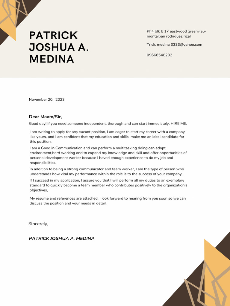 Modern Cover Letter - 20231120 - 065207 - 0000 | PDF