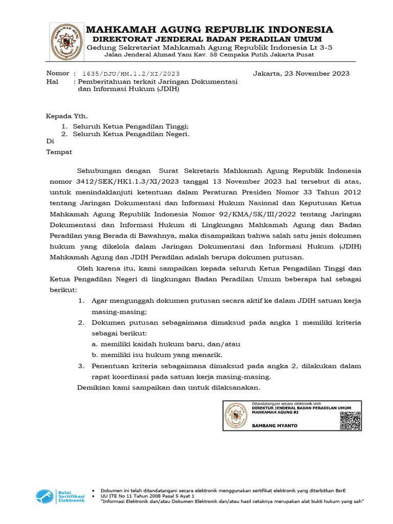 Pemberitahuan Pengelolaan Dokumen JDIH | PDF